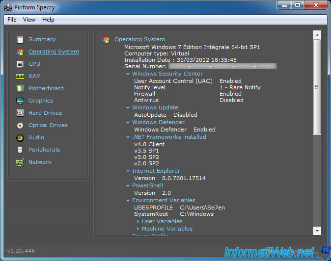 Get the serial number of Windows - Windows - Tutorials - InformatiWeb