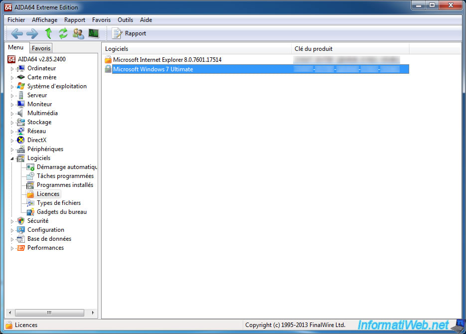 Get the serial number of Windows - Windows - Tutorials - InformatiWeb