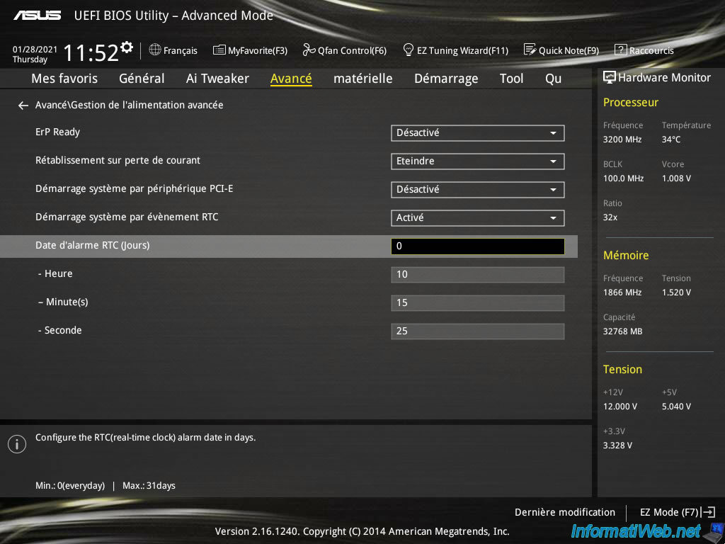 Schedule boot of your computer with a RTC event (or alarm) - BIOS ...