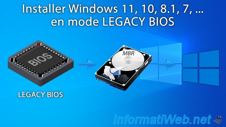 Installer Windows 11, 10, 8.1, 7, ... en mode LEGACY BIOS (ancien BIOS / MBR) - Windows ...